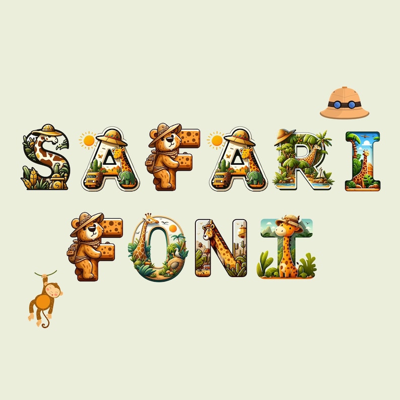 Safari Font, Alphabet With Safari Design, Safari Letters as Png - Etsy