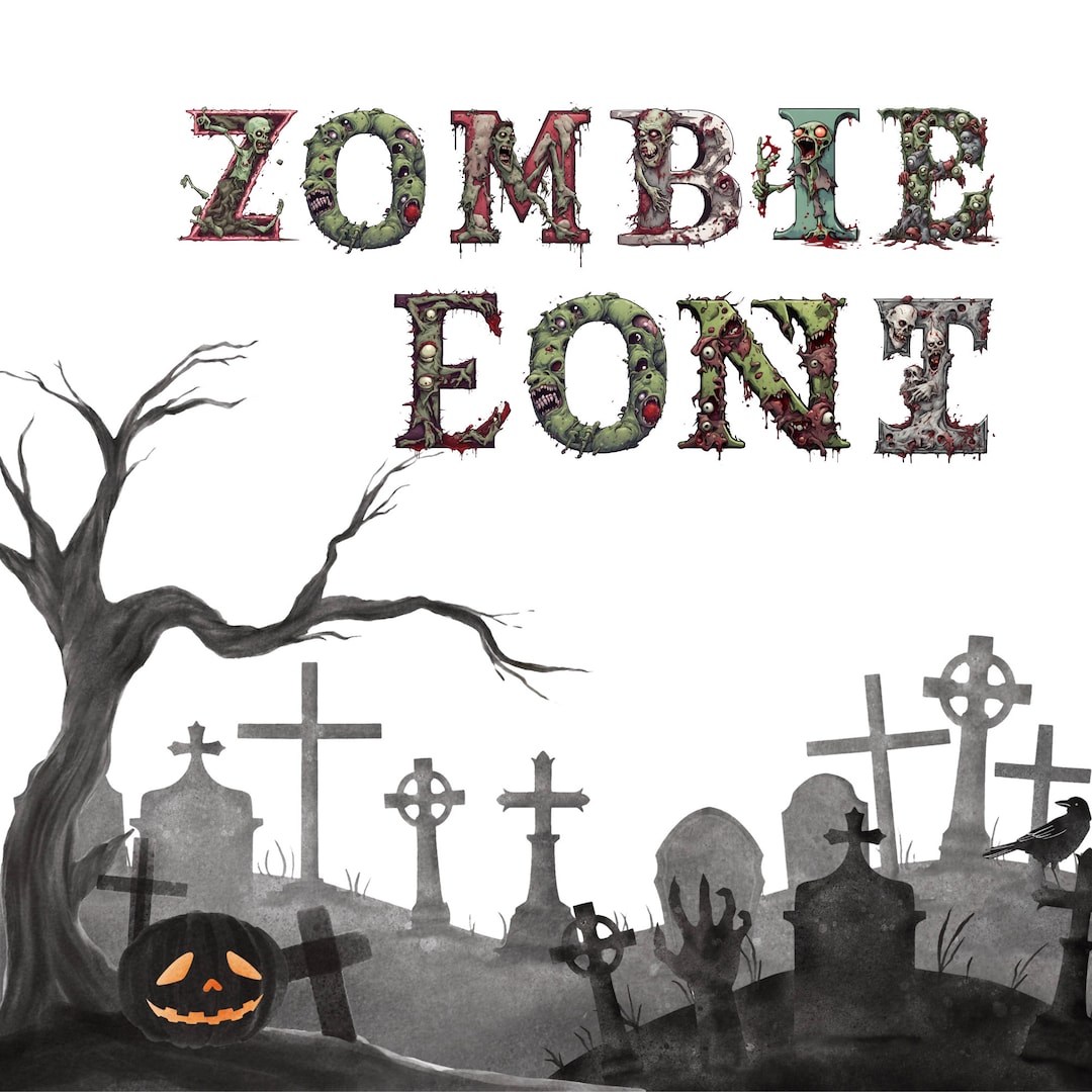 Zombie Font, Alphabet With Halloween Design, Zombie Letters as Png - Etsy