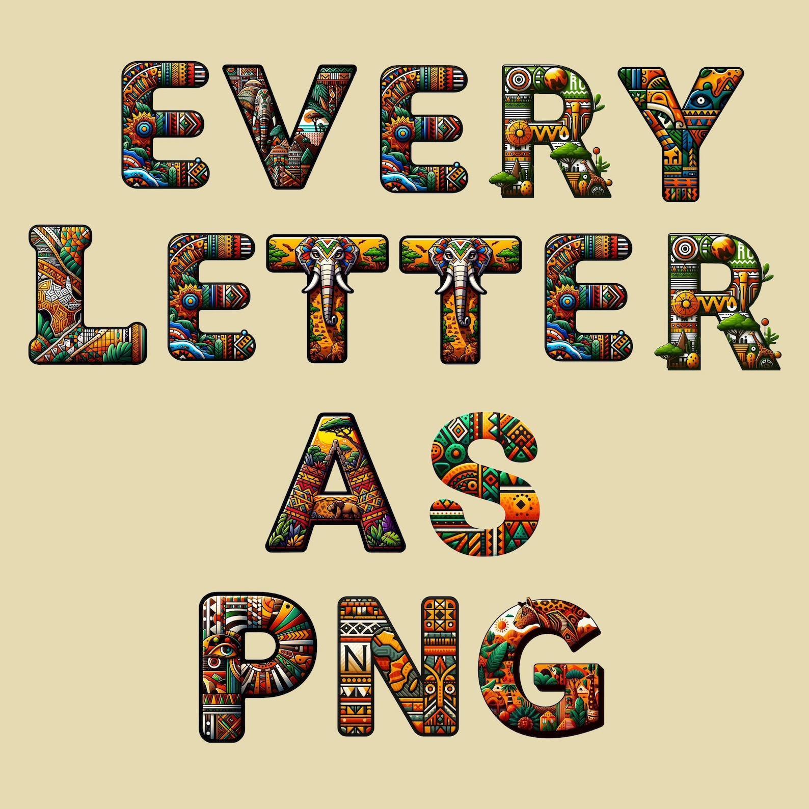 Africa Font, Alphabet With Africa Design, Africa Letters as Png - Etsy