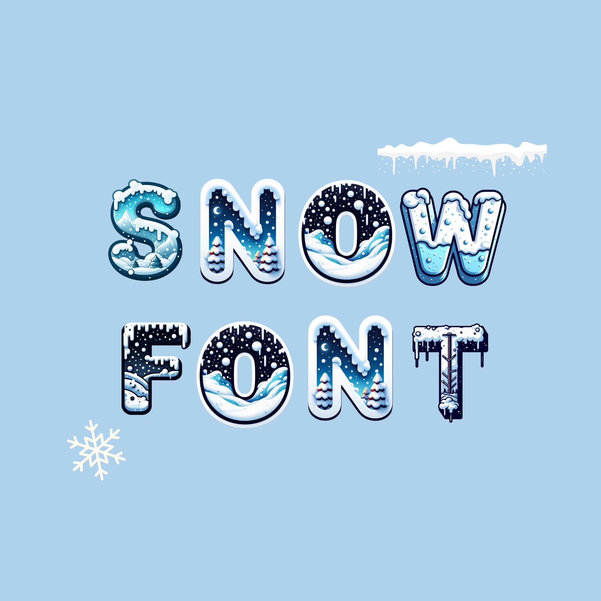 Snow Font, Alphabet With Snow Design, Winter Letters as Png - Etsy