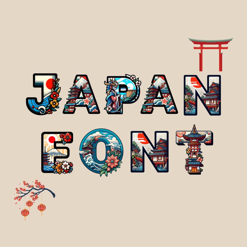 Japan Font, Alphabet With Japan Design, Japan Letters as Png - Etsy