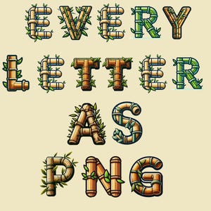 Bamboo Font, Alphabet With Bamboo Design, Bamboo Letters as Png - Etsy