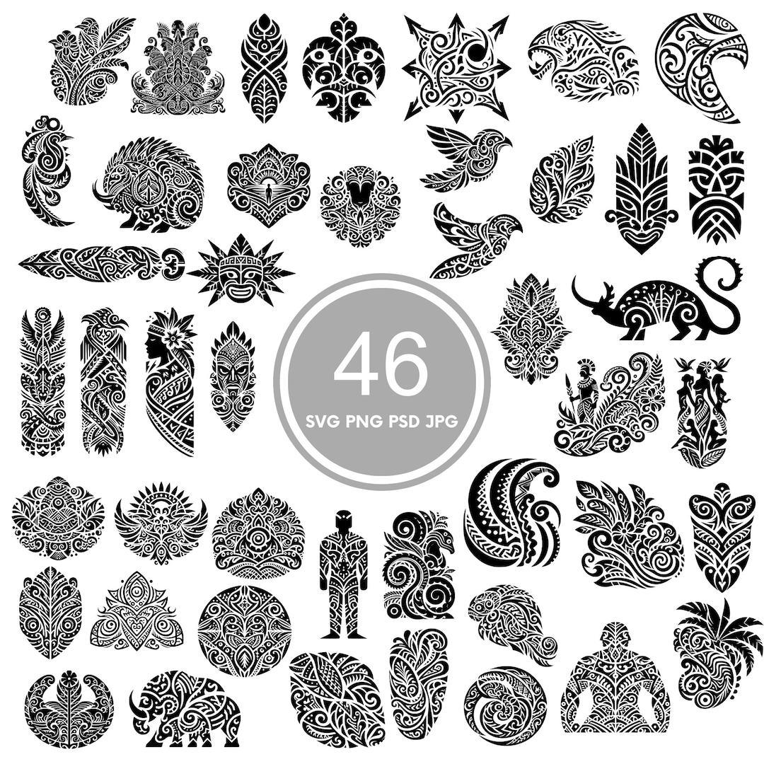 Maori SVG Bundle, 46 Maori Designs, PNG, PSD - Etsy