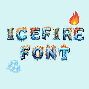 Fire Ice Font, Alphabet With Fire Ice Design, Fire Ice Letters as Png ...