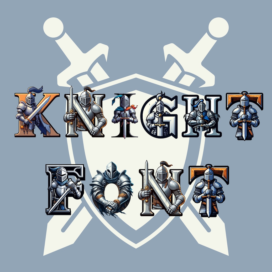 Knight Font, Alphabet With Knight Design, Knight Letters as Png - Etsy