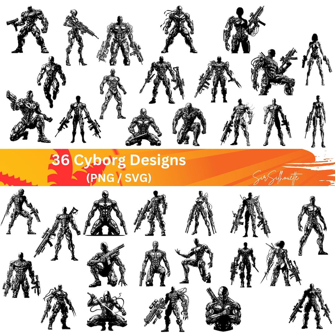 36 Cyborg SVG Bundle, 36 Cyborg Designs, PNG - Etsy