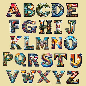 Florida Font, Alphabet With Florida Design, Florida Letters as Png - Etsy
