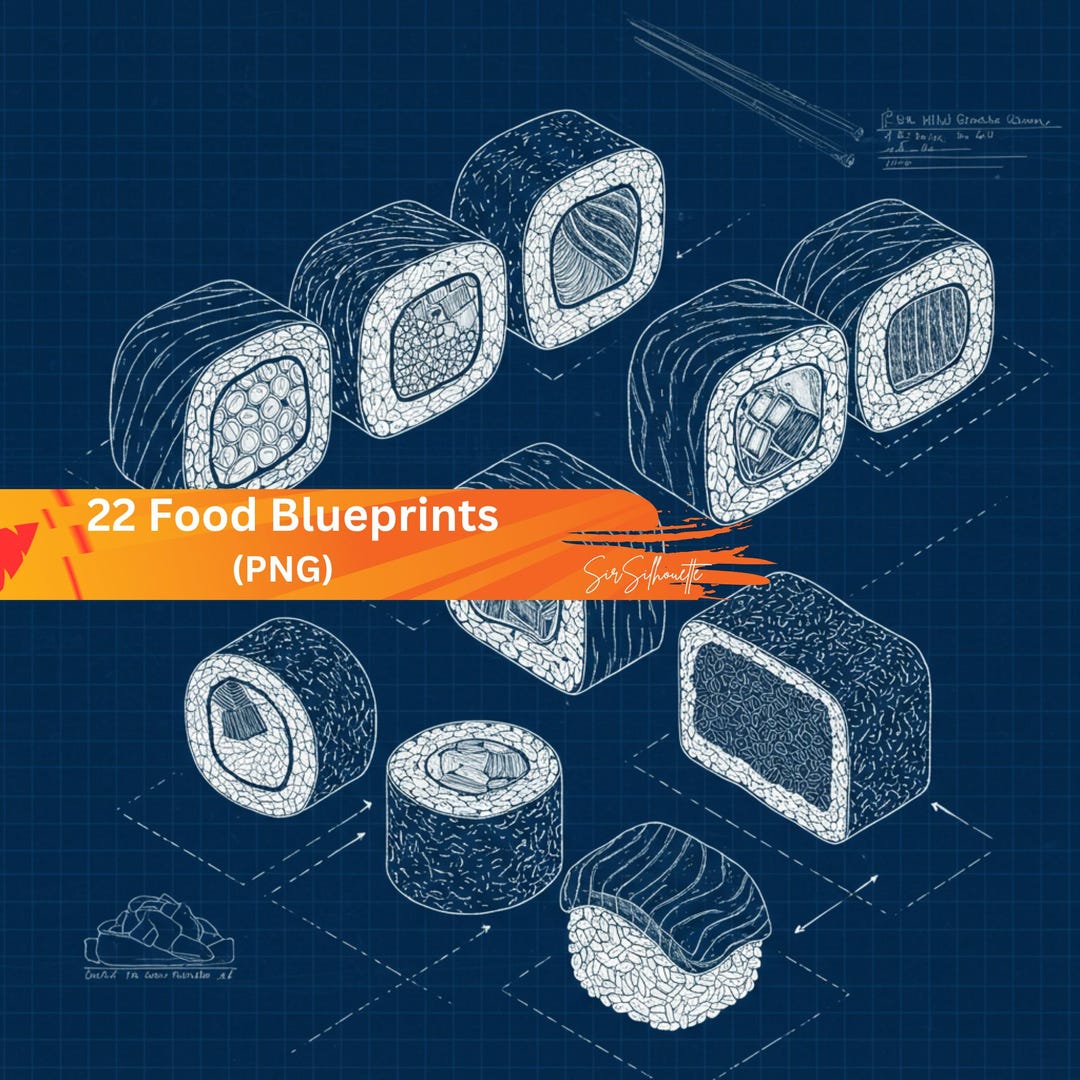Food Blueprint | Digital Culinary Art | Kitchen Schematic Poster - Etsy