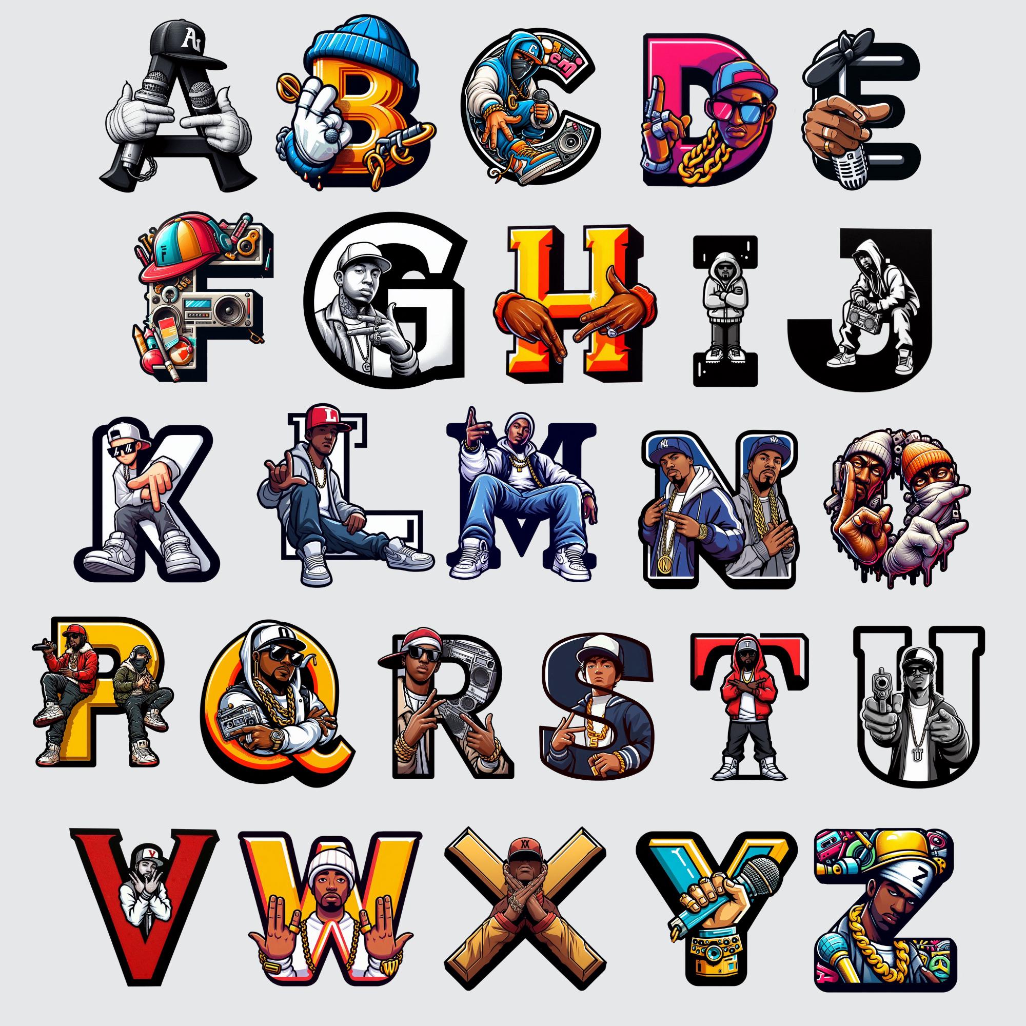 Rap Font, Alphabet With Rap Design, Hip Hop Letters as Png - Etsy