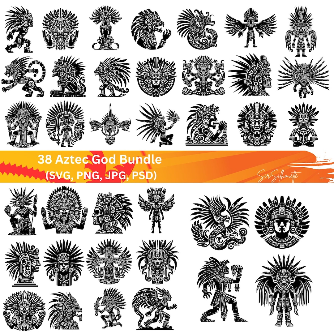Aztec God Design SVG, 38 Svg Bundle, PNG, PSD - Etsy