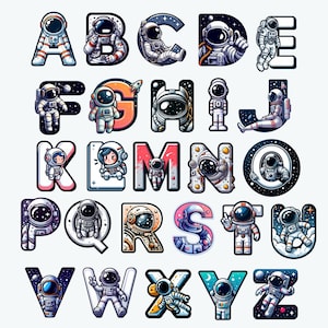 Astronaut Font, Alphabet With Astronaut Design, Astronaut Letters as ...