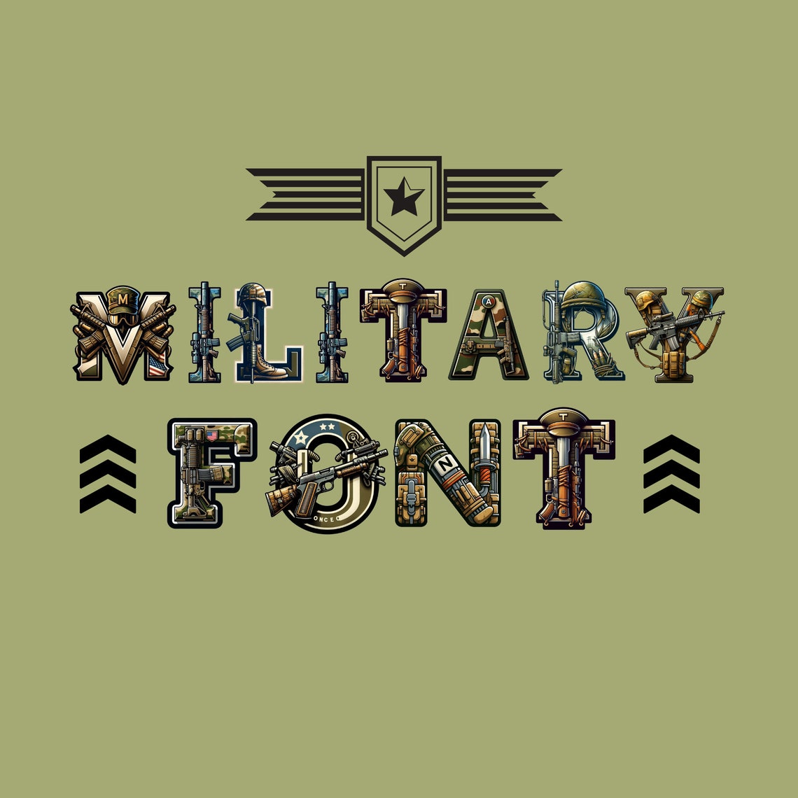Military Font, Alphabet With Army Design, Combat Letters as Png - Etsy