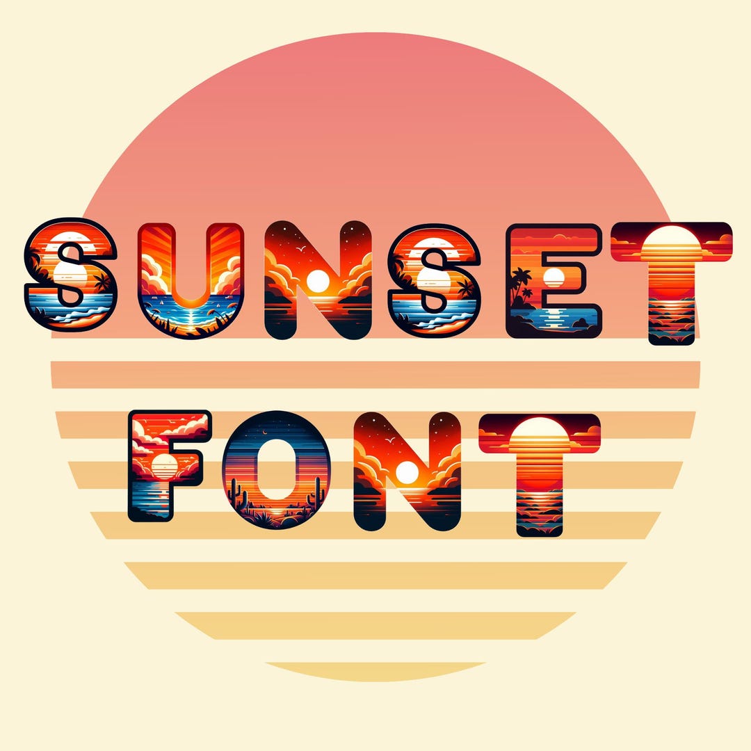 Sunset Font, Alphabet With Sunset Design, Sunset Letters as Png - Etsy