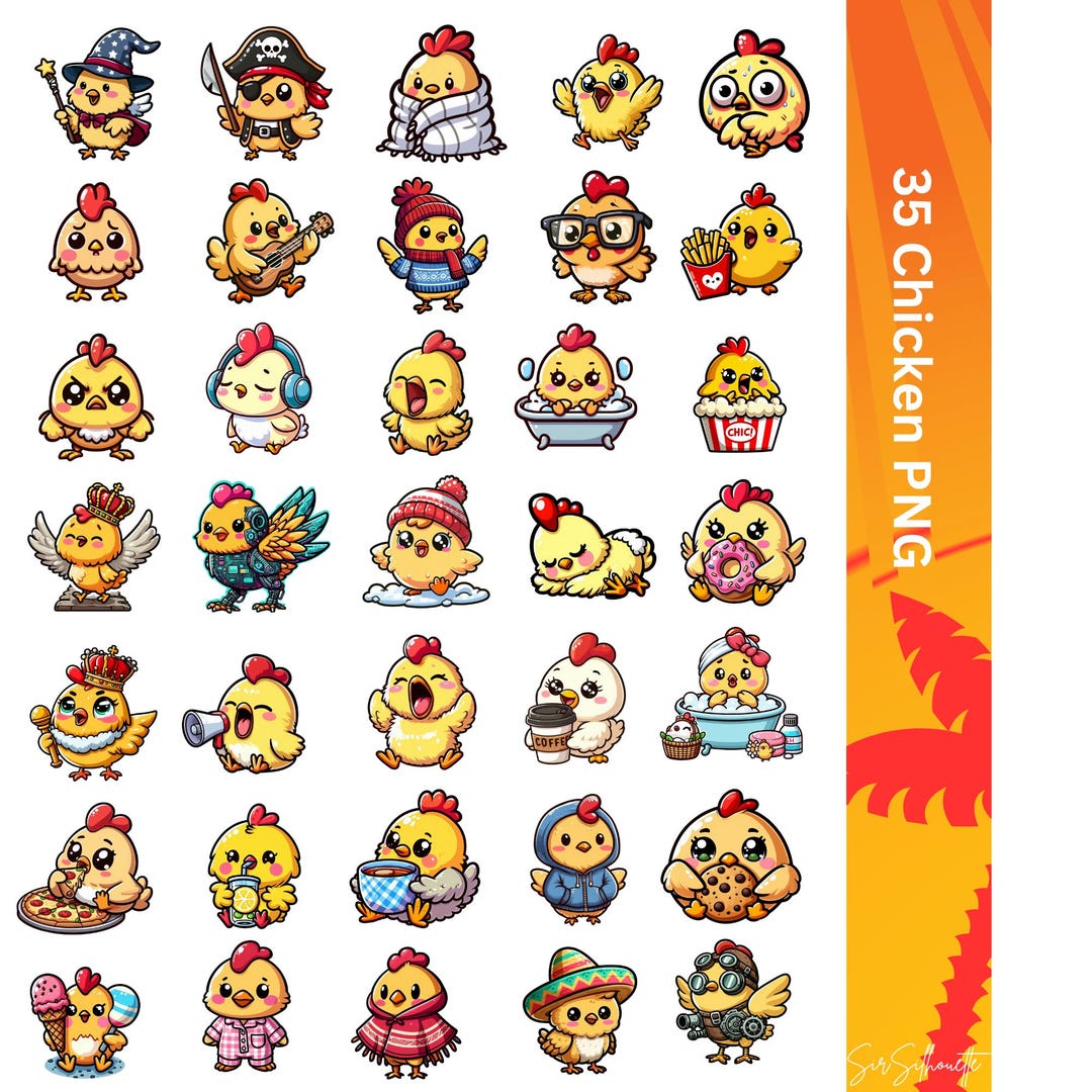 Cute Chicken Digital Design for Stickers - Etsy