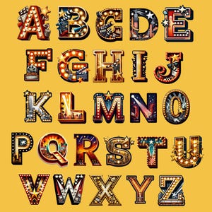 Hollywood Font, Alphabet With Hollywood Design, Hollywood Letters as ...