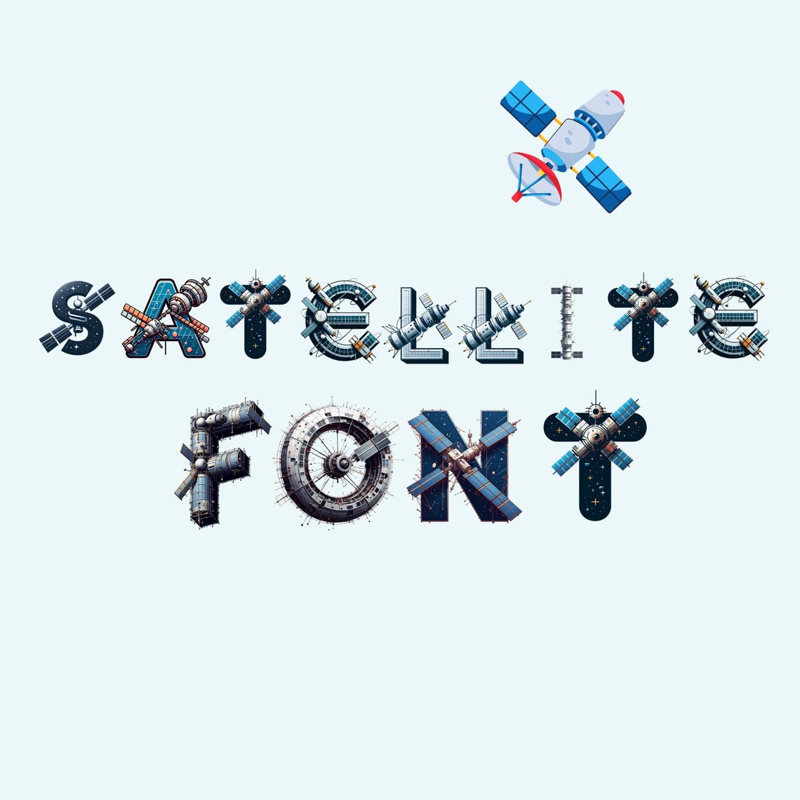 Satellite Alphabet Clipart, Orbit Letters PNG, Space Signal Sublimation ...