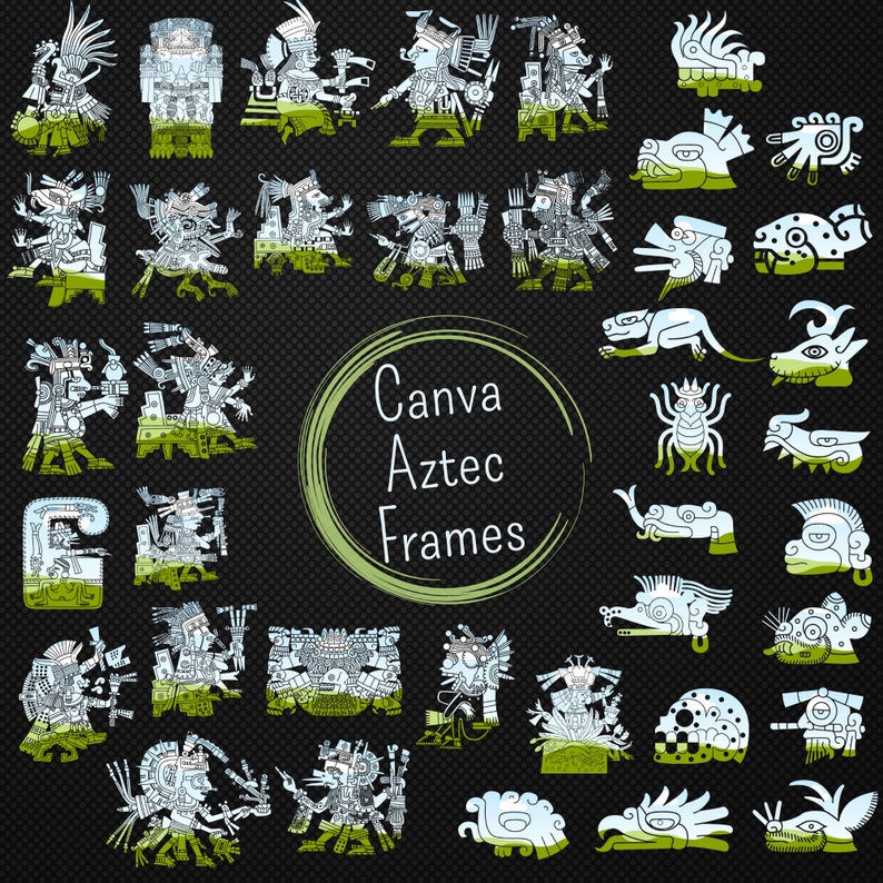 39 Canva Aztec Frames, Custom Frames for Canva, Aztec Pdf - Etsy