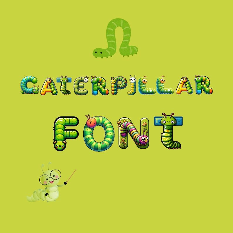 Caterpillar Font, Alphabet With Caterpillar Design, Caterpillar Letters ...