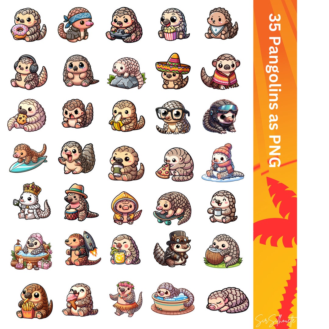 Cute Pangolin Digital Design for Stickers - Etsy