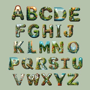 Nature Font, Alphabet With Nature Design, Forest Letters as Png - Etsy