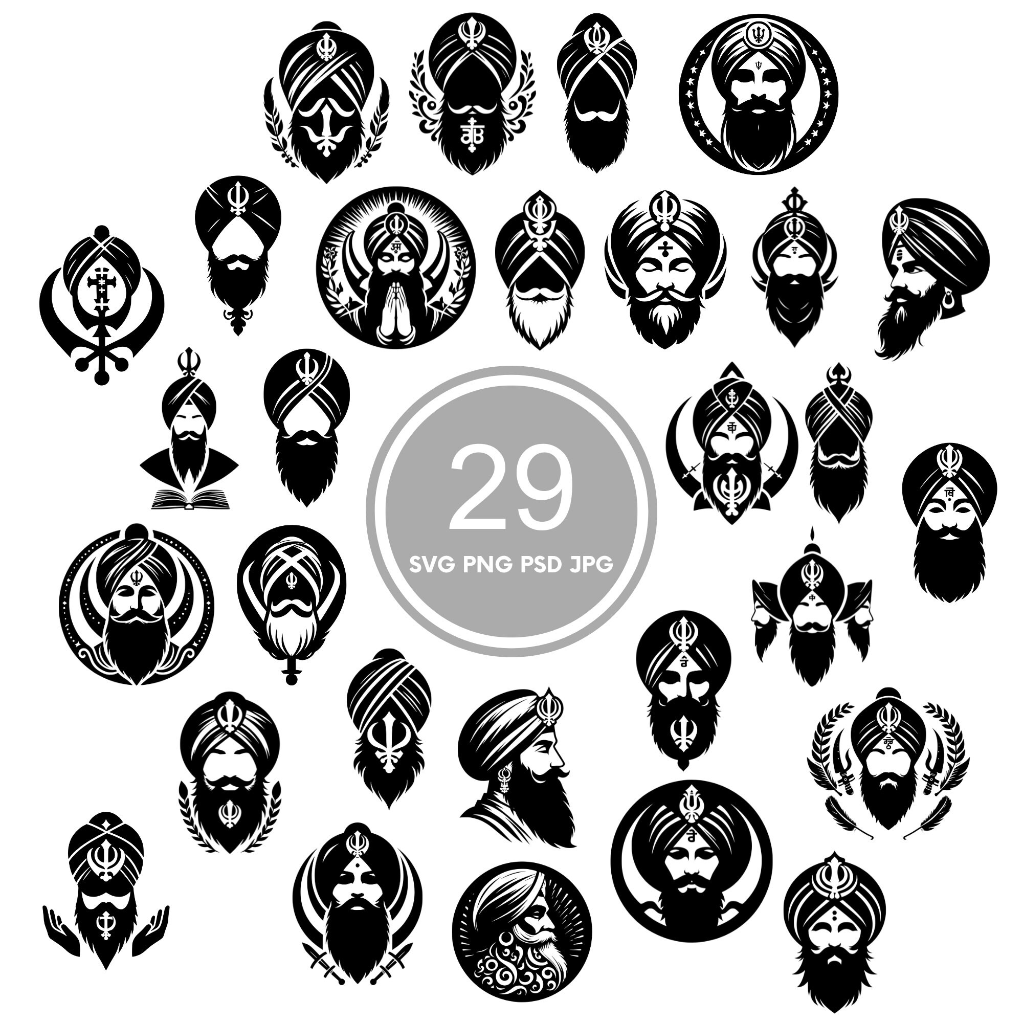 Sikhism SVG Bundle, 29 Guru Nanak Designs, PNG, PSD - Etsy