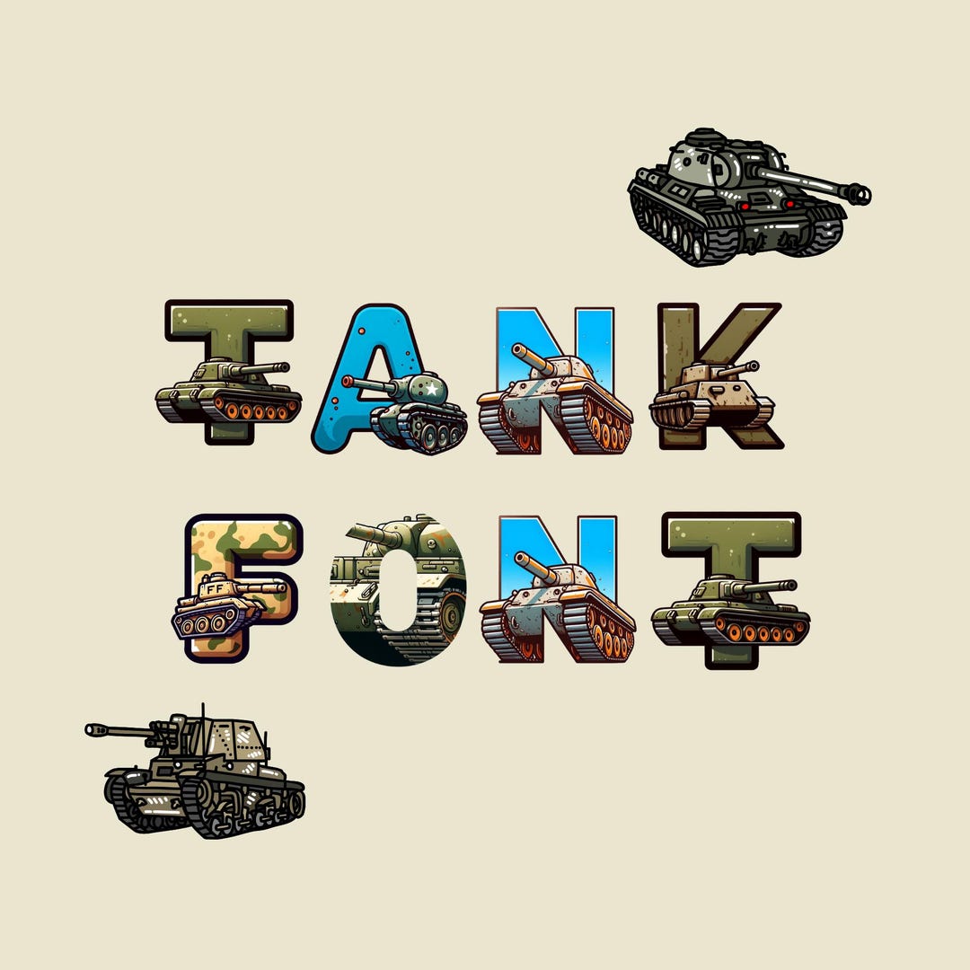 Tank Font, Alphabet With Tank Design, Tank Letters as Png - Etsy