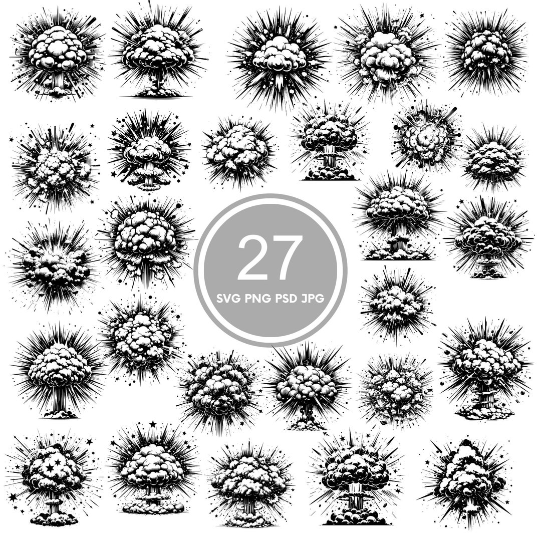 Explosions SVG Bundle, 27 Kaboom Designs, PNG, PSD - Etsy