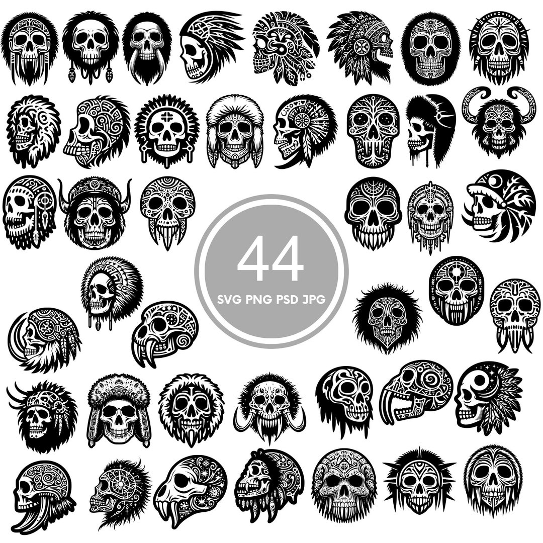 Inuit Skull SVG Bundle, 44 Inuit Skull Designs, PNG, PSD - Etsy