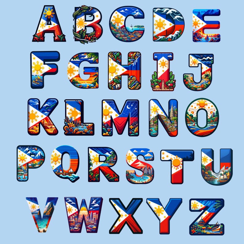 Philippines Font, Alphabet With Philippines Design, Philippines Letters ...
