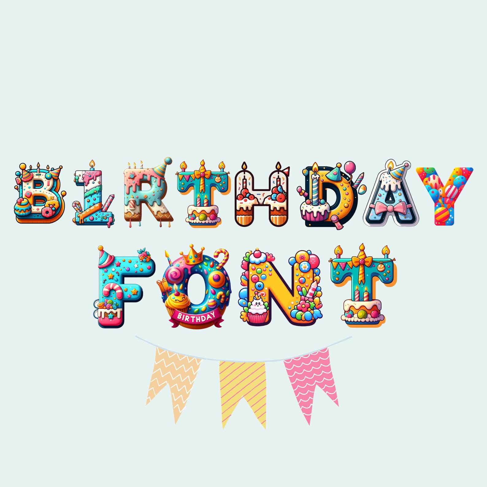 Birthday Font, Alphabet With Birthday Design, Celebration Letters as ...
