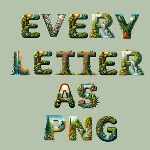 Nature Font, Alphabet With Nature Design, Forest Letters as Png - Etsy