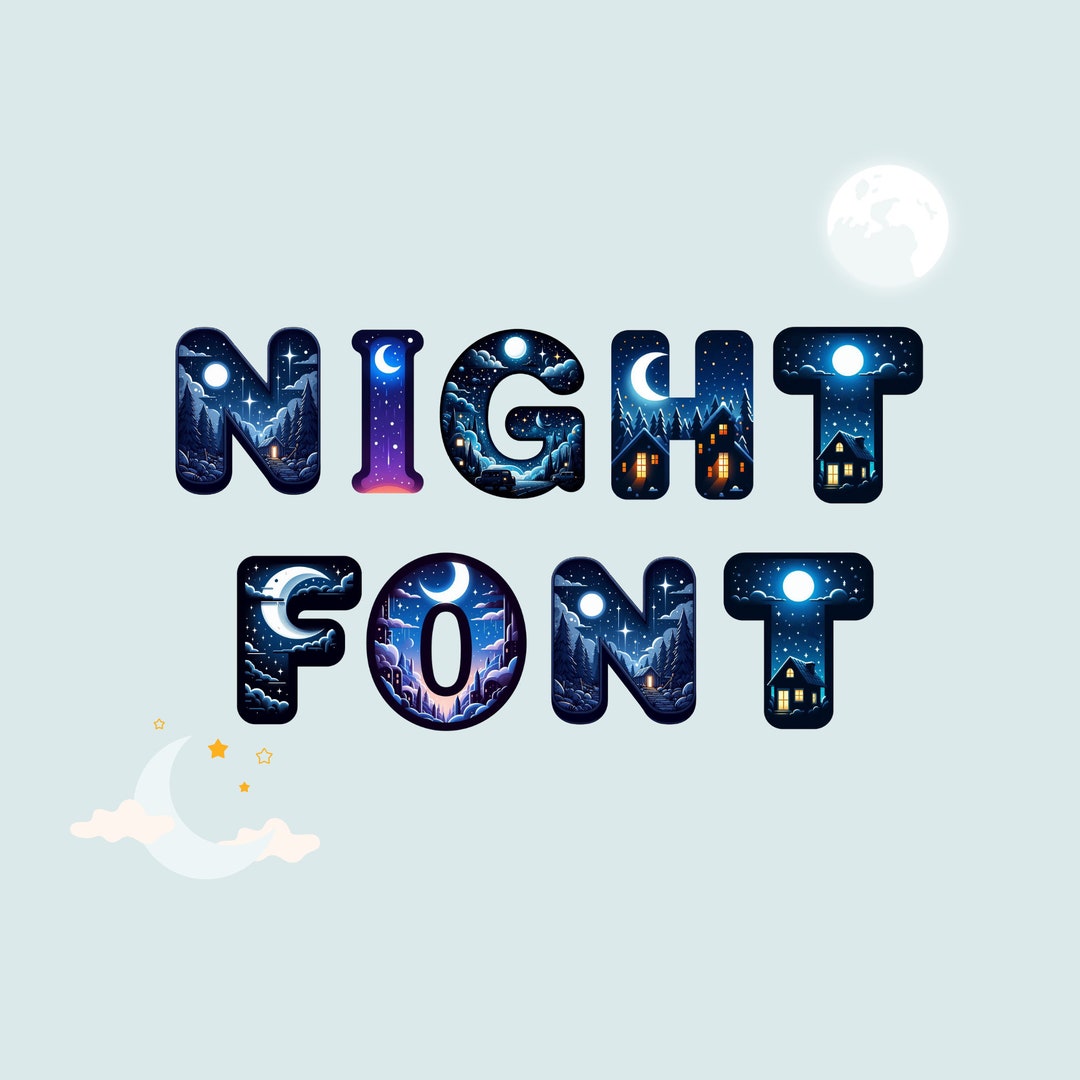 Night Font, Alphabet With Moonlight Design, Twilight Letters as Png - Etsy