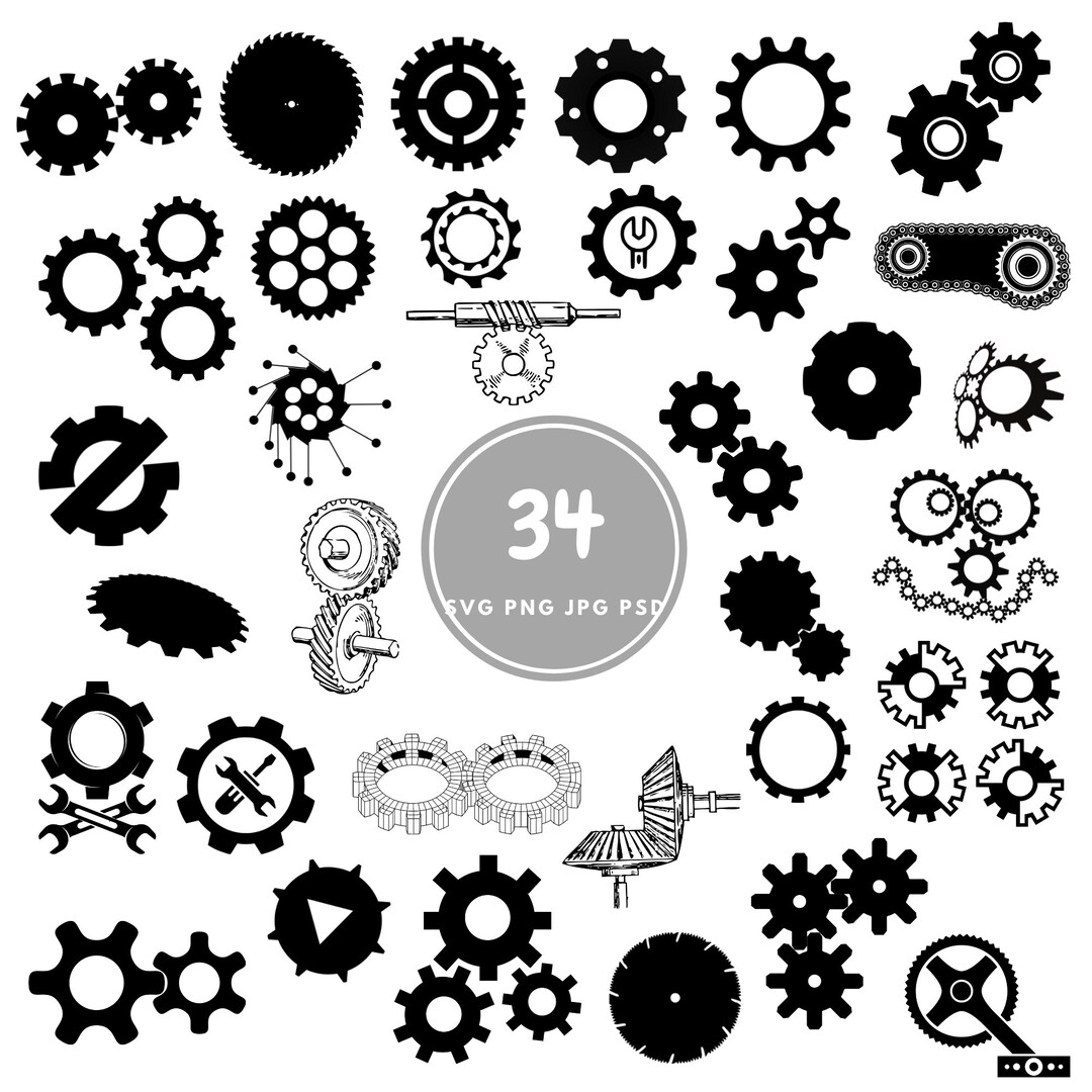 Gear Design SVG, 34 Gearworks Svg Bundle, PNG, PSD - Etsy