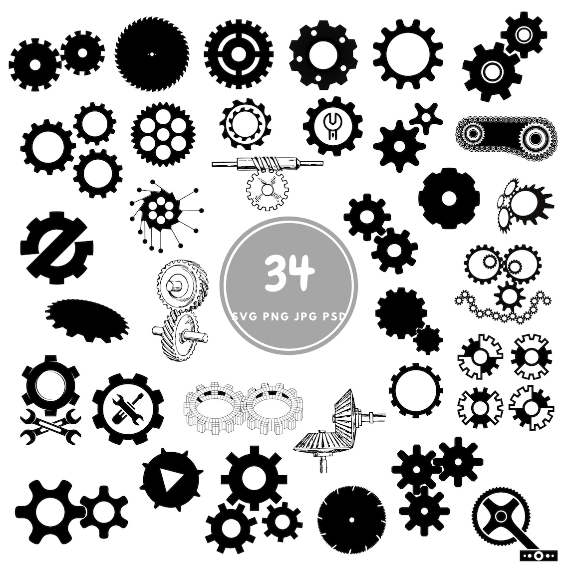 Zahnrad Design SVG, 34 Technik Svg Bundle, PNG, PSD - Etsy Schweiz