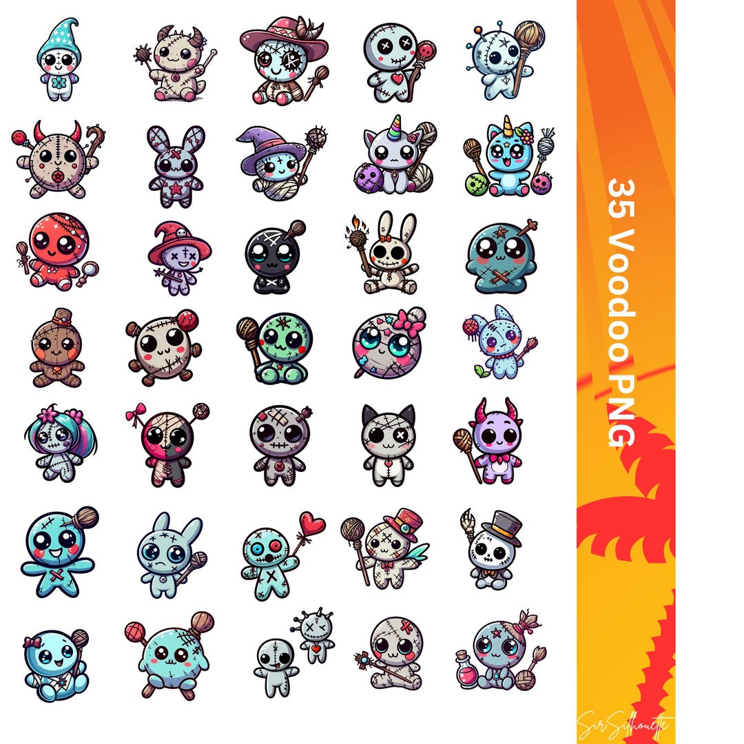 Cute Voodoo Doll Digital Design for Stickers - Etsy