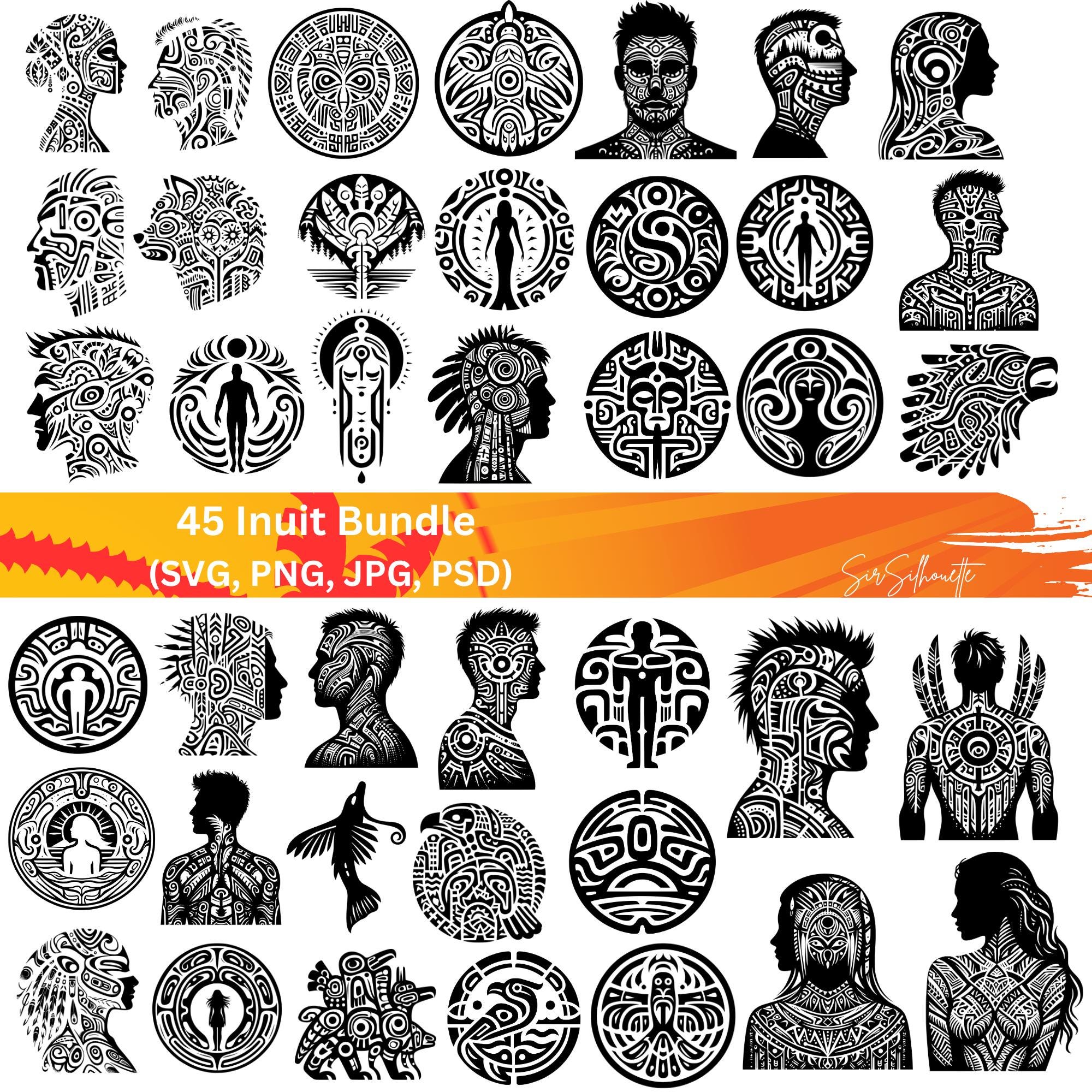 Inuit and Haida SVG Bundle, 45 Artic Designs, PNG, PSD - Etsy