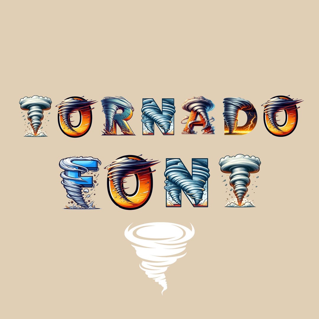 Tornado Font, Alphabet With Twister Design, Tornado Letters as Png - Etsy