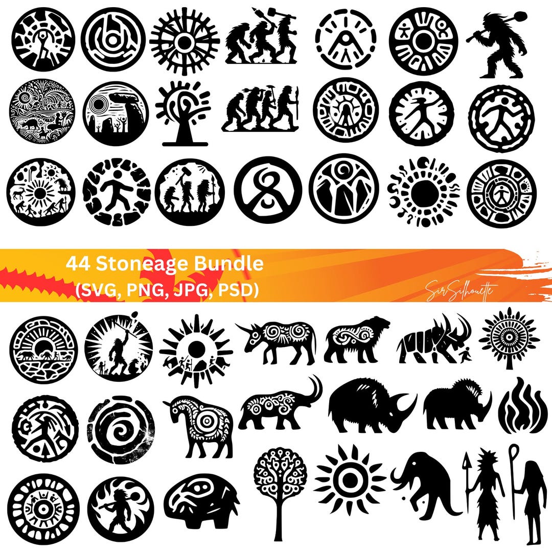 Stoneage SVG Bundle, 44 Stoneage Designs, PNG, PSD - Etsy