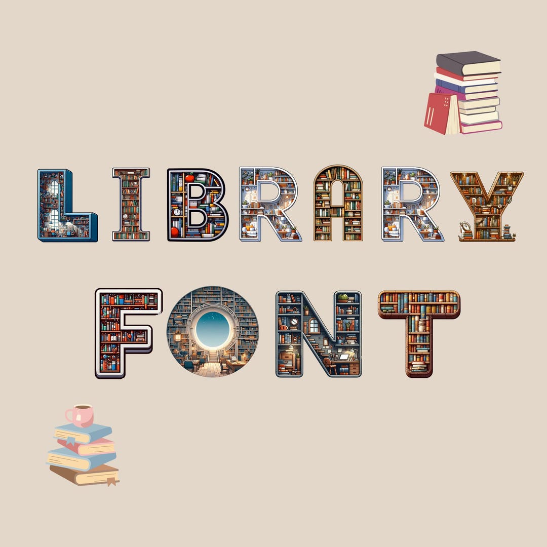 Library Font, Alphabet With Library Design, Library Letters as Png - Etsy