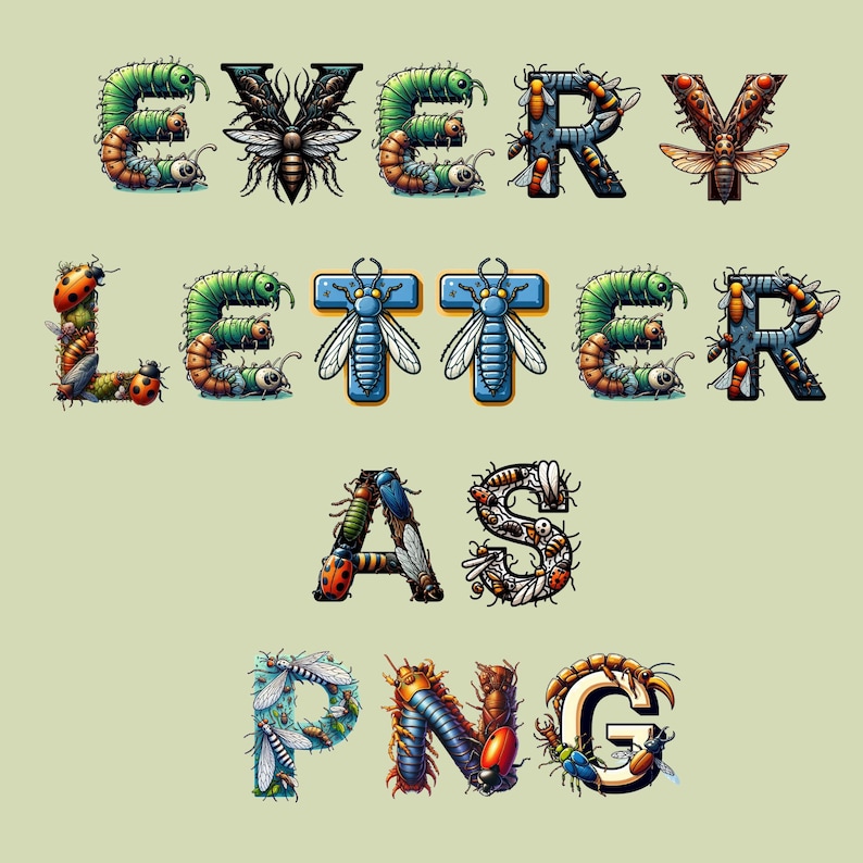 Insect Font, Alphabet With Insect Design, Beetle Letters as Png - Etsy