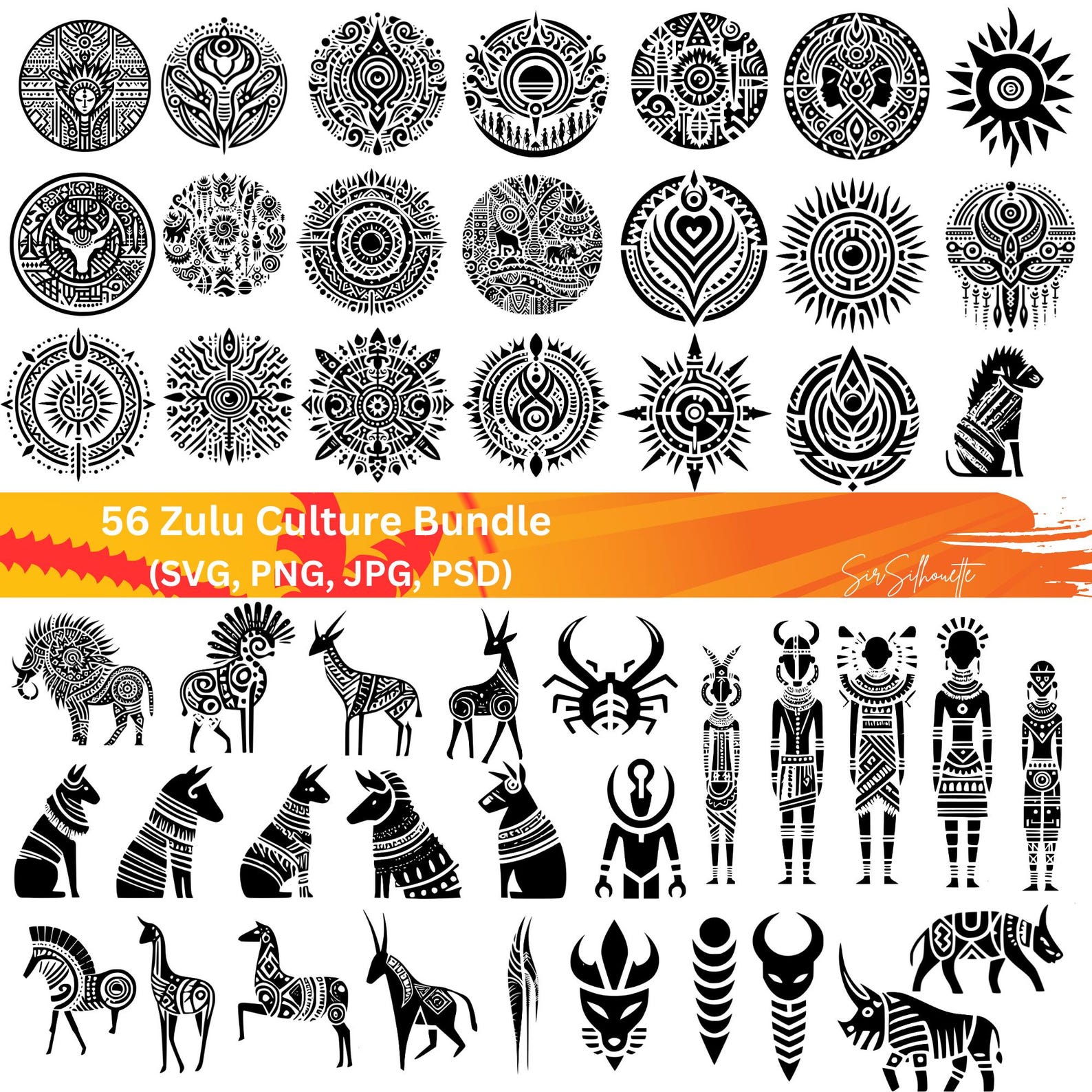 Zulu SVG Bundle, 56 Zulu Designs, PNG, PSD - Etsy