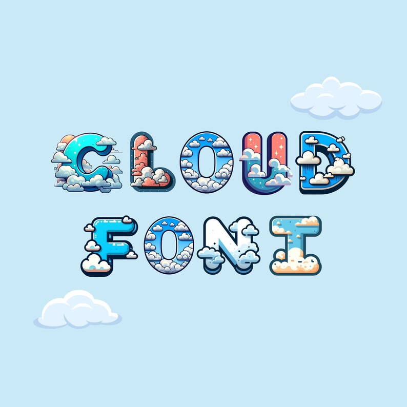 Cloud Alphabet PNG, Sky Letter Clipart, Weather Monogram, Baby Shower ...