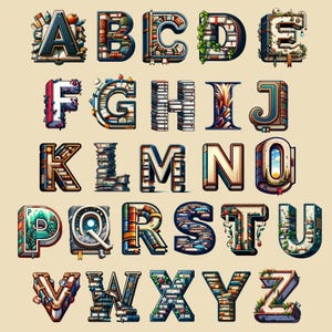 Book Font, Alphabet With Book Design, Book Letters as Png - Etsy