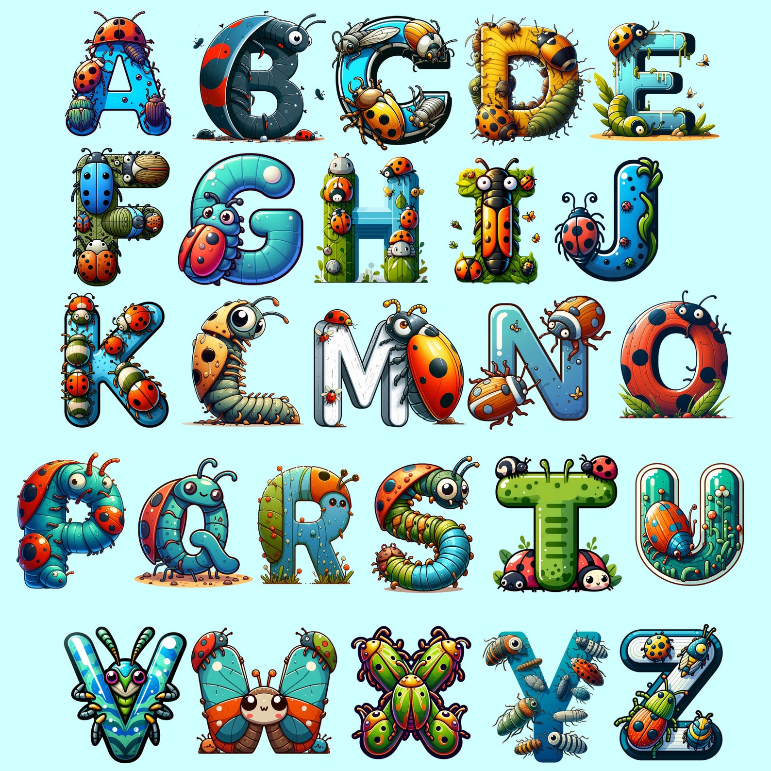 Bug Font, Alphabet With Bug Design, Insect Letters as Png - Etsy