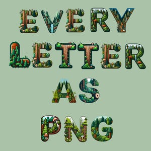 Forest Font, Alphabet With Forest Design, Forest Letters as Png - Etsy
