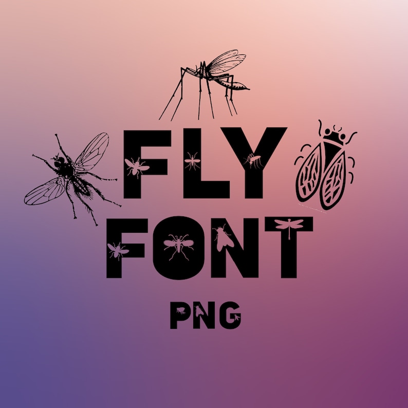 Fly Font, Alphabet With Flies, Fly Letters as Png - Etsy