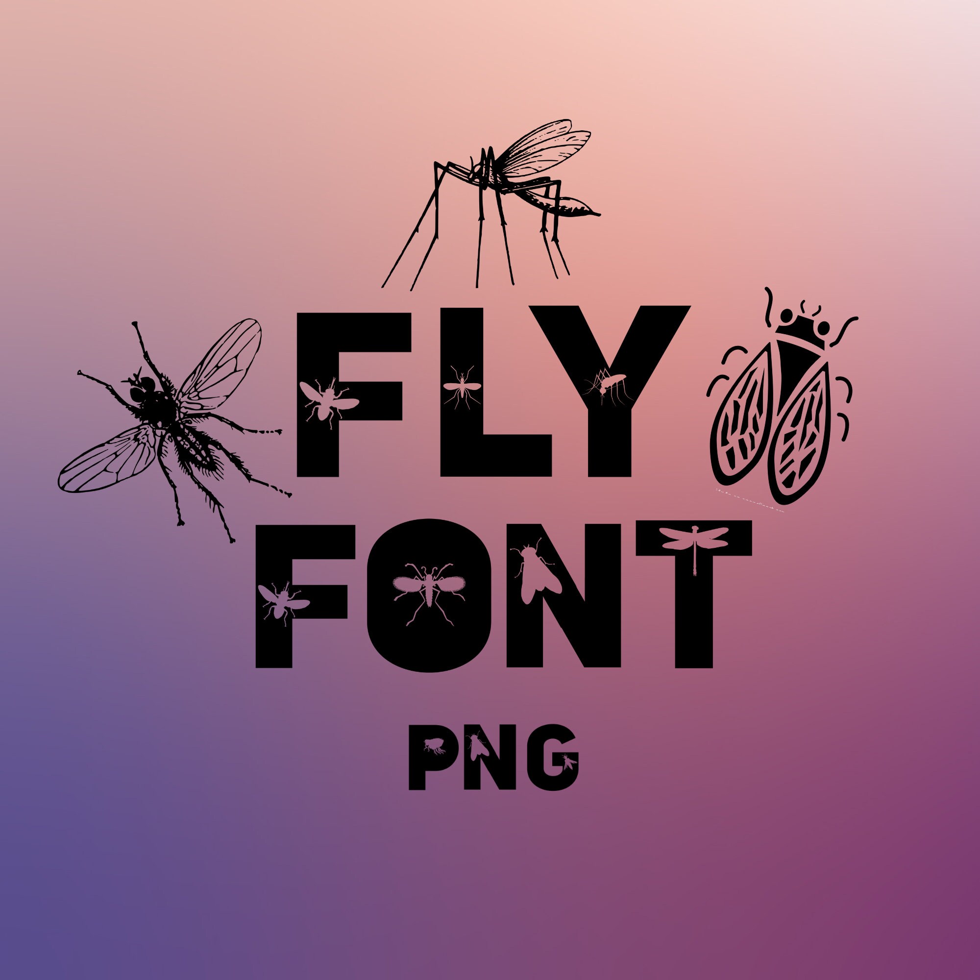 Fly Font, Alphabet With Flies, Fly Letters as Png - Etsy