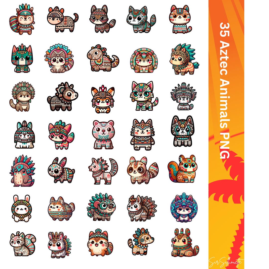 Cute Aztec Animal Digital Design for Stickers - Etsy
