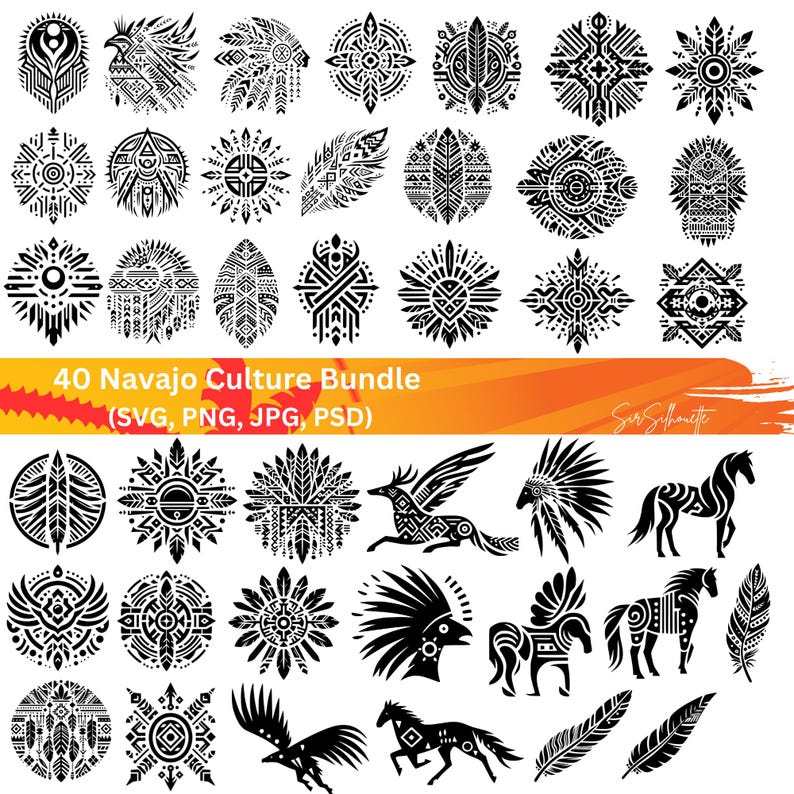 Navajo SVG Bundle, 40 Native American Designs, PNG, PSD - Etsy