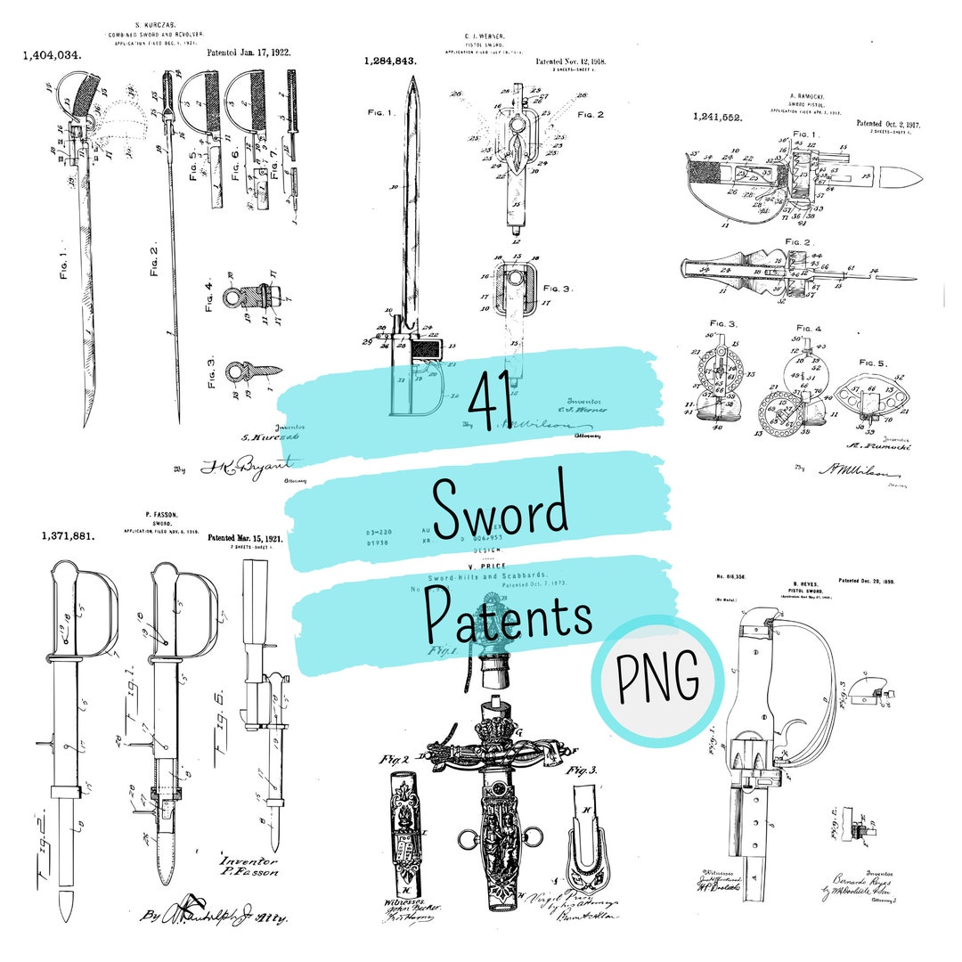 Sword Patents, Vintage Sabre Illustrations, Patent Png - Etsy